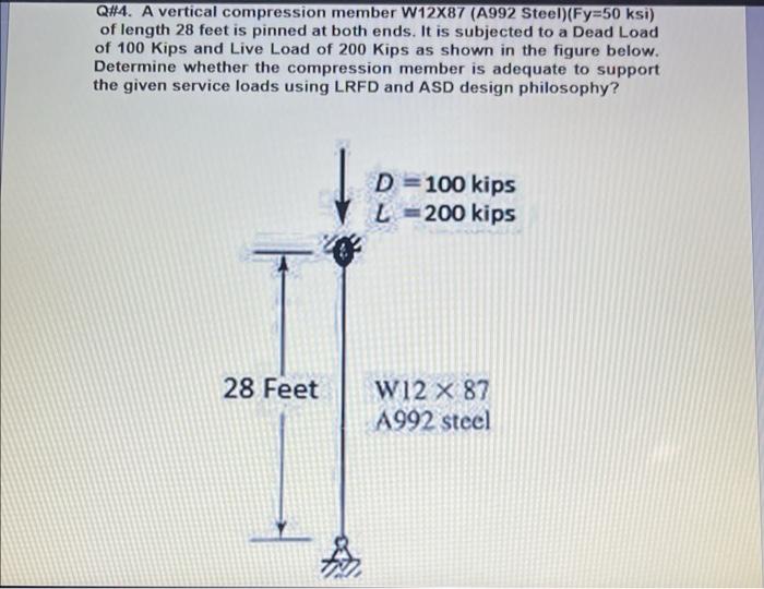 Solved QH4. A vertical compression member W12X87 (A992 | Chegg.com