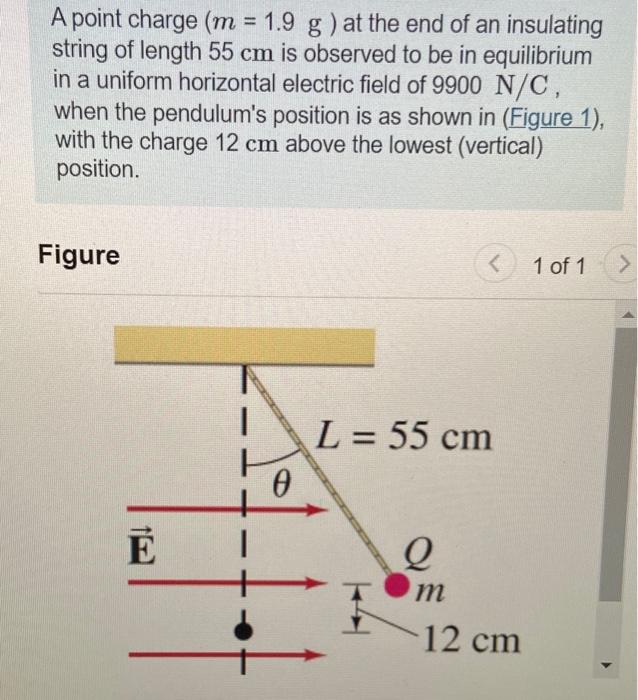 Solved A point charge (m=1.9 g) at the end of an insulating | Chegg.com
