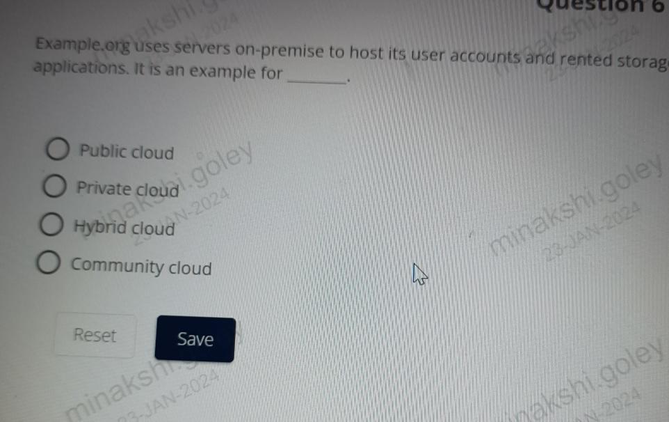 Solved Example.org uses servers on-premise to host its user | Chegg.com