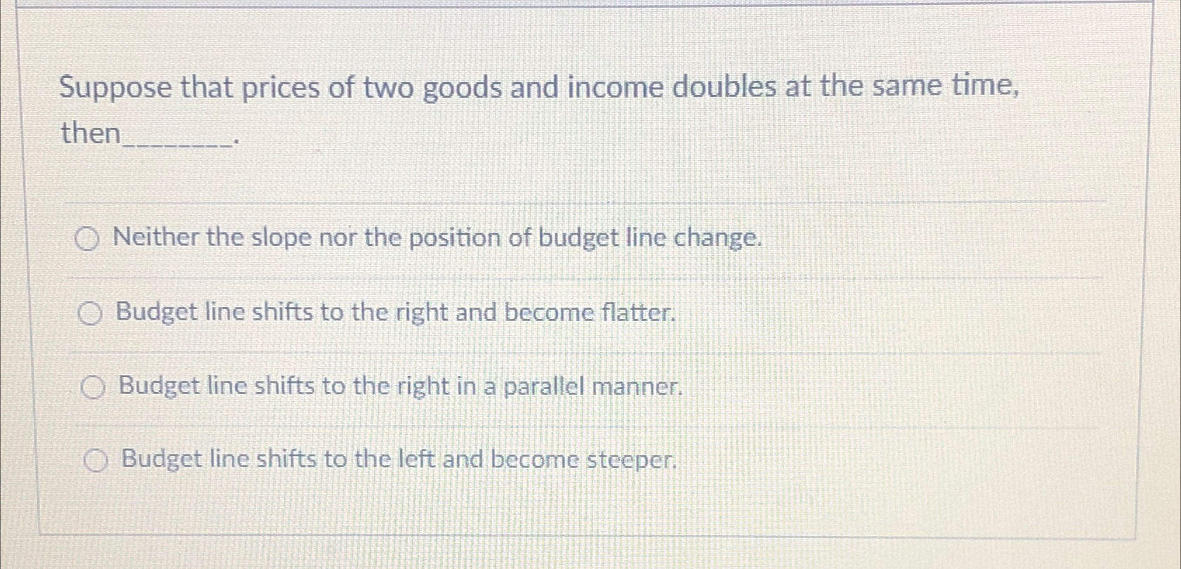 Solved Suppose that prices of two goods and income doubles | Chegg.com