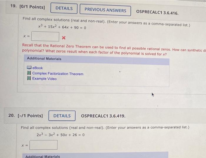 Solved 19. [0/1 Points] DETAILS PREVIOUS ANSWERS OSPRECALC1 | Chegg.com