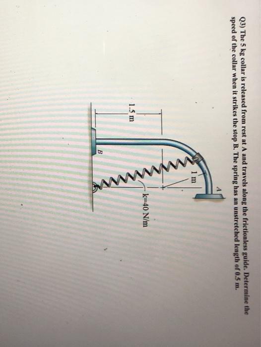 Solved Q3) The 5 kg collar is released from rest at A and | Chegg.com