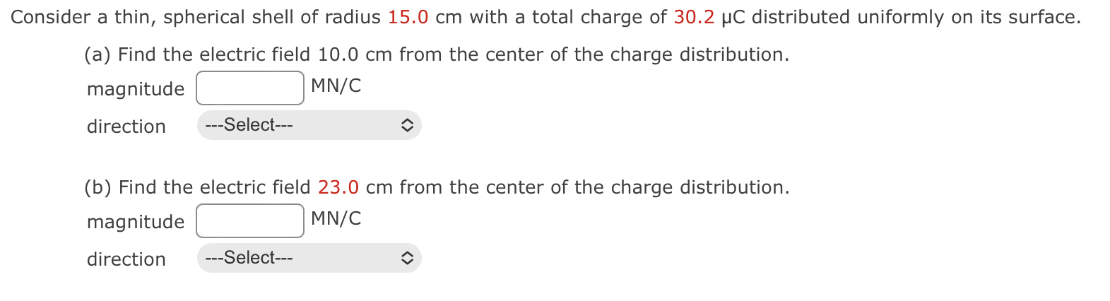 Solved Consider a thin, spherical shell of radius 15.0cm | Chegg.com