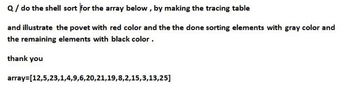Solved Q / do the shell sort for the array below, by making | Chegg.com