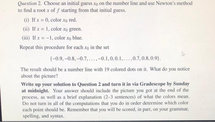 Solved Question 2. Choose an initial guess x0 on the number | Chegg.com