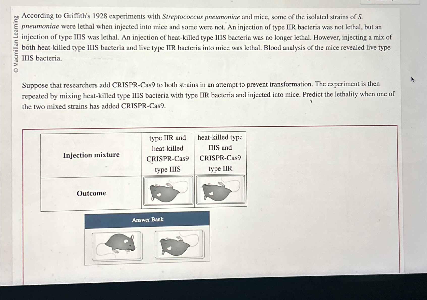 Solved According to Griffith's 1928 ﻿experiments with | Chegg.com