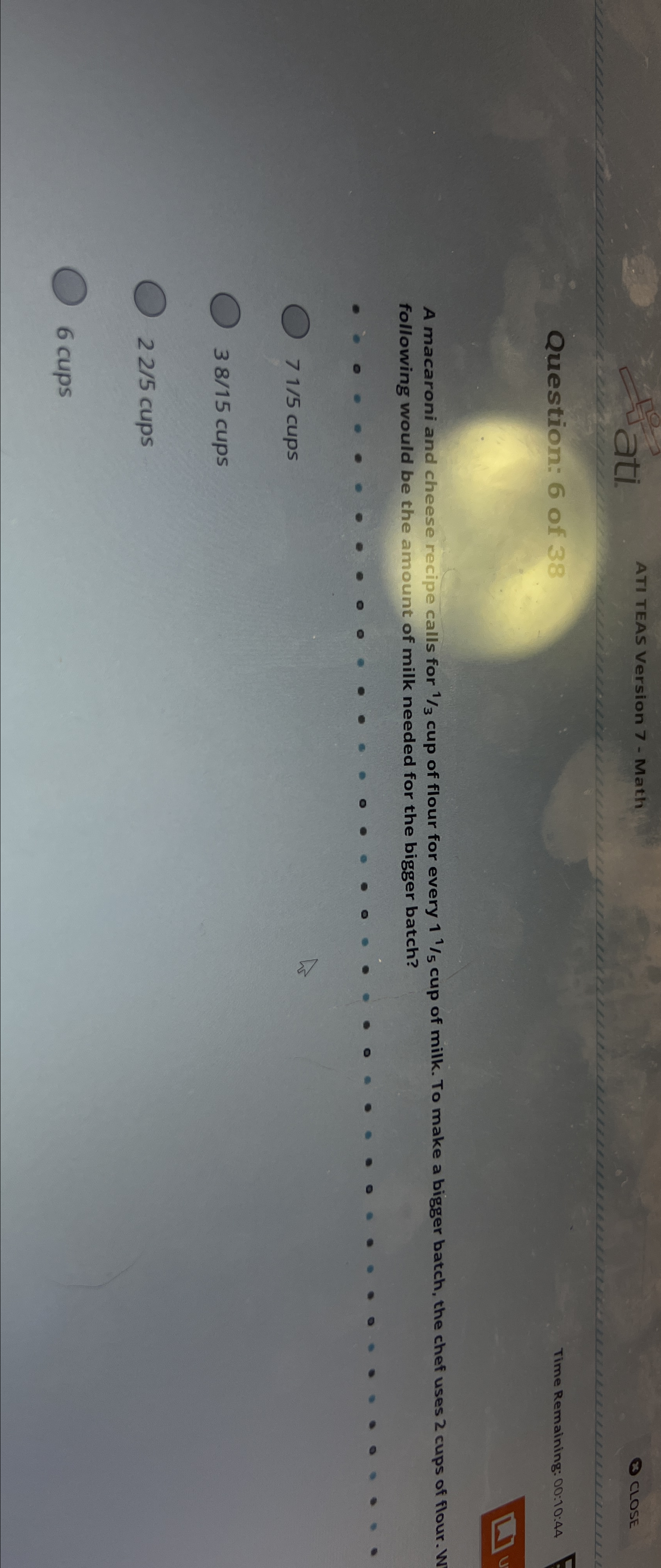 Solved ATI TEAS Version 7 - ﻿MathCLOSEQuestion: 6 ﻿of 38Time | Chegg.com