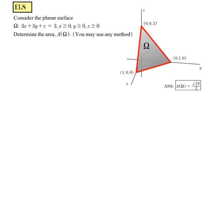 Solved Consider the planar surface Ω:3x+3y+z=3,x≥0,y≥0,z≥0 | Chegg.com