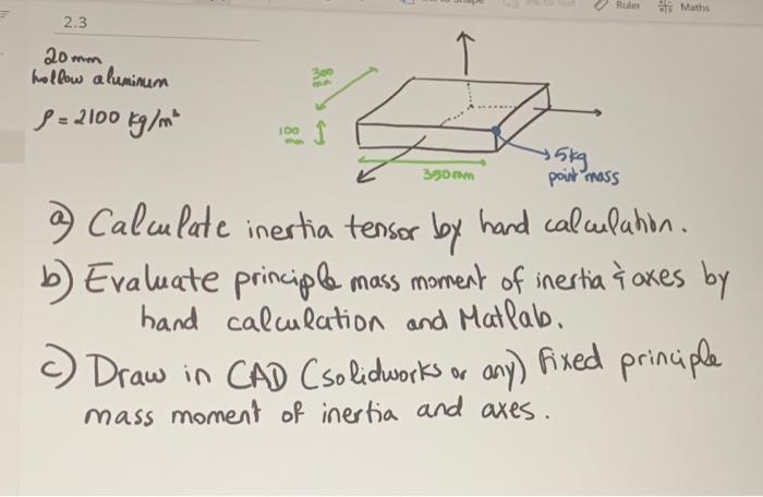 ρ=2100 kg/m2 a) Calculate inertia tensor by hand | Chegg.com