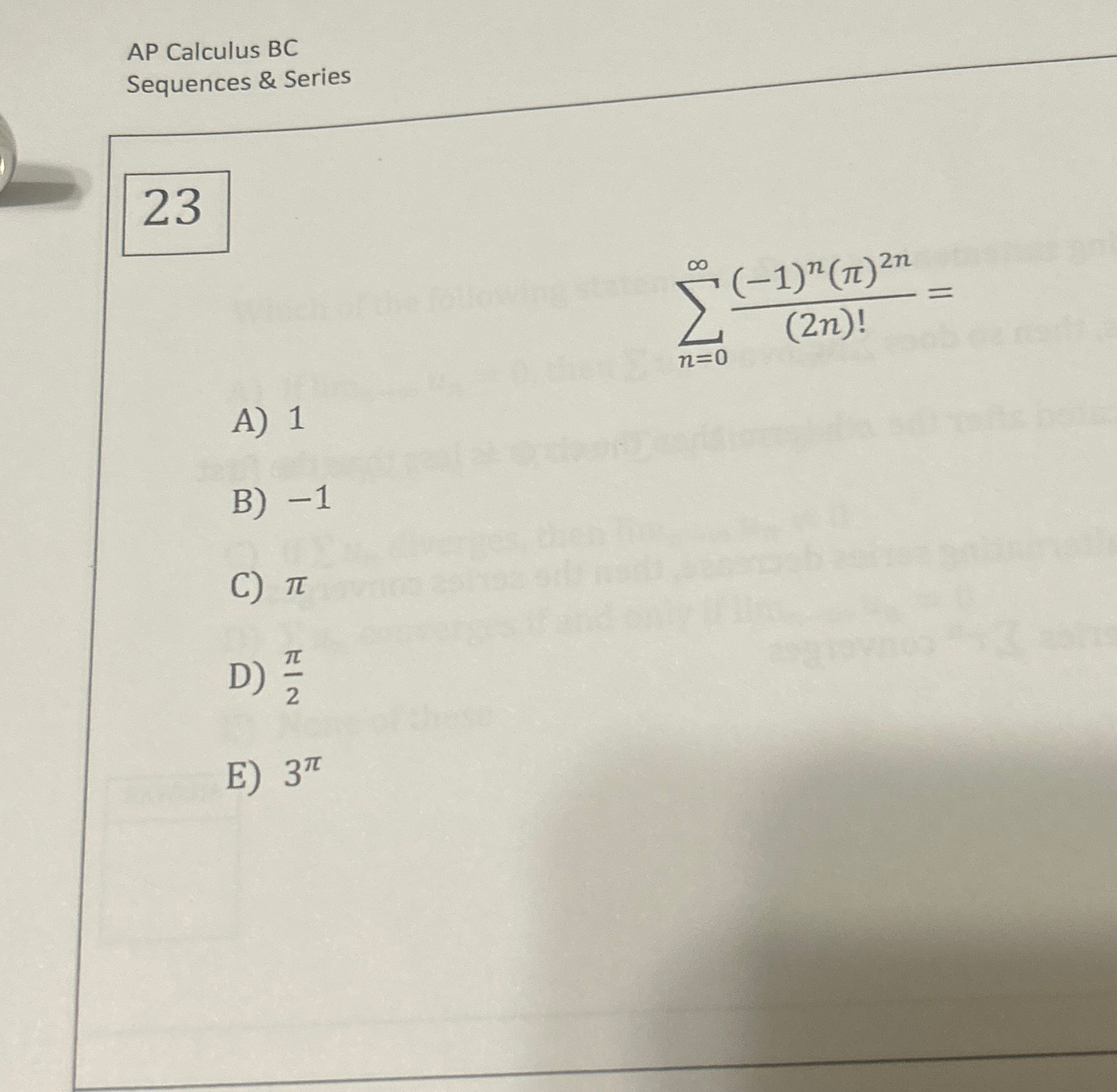 Solved AP Calculus BC Sequences & | Chegg.com
