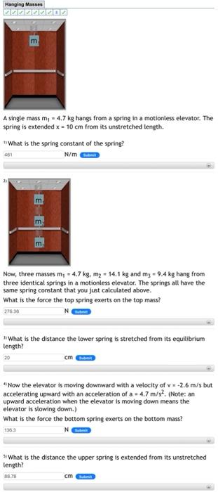 Solved Q) What is the distance the MIDDLE spring is extended | Chegg.com
