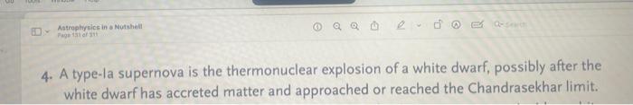 Solved 4. A type-la supernova is the thermonuclear explosion | Chegg.com