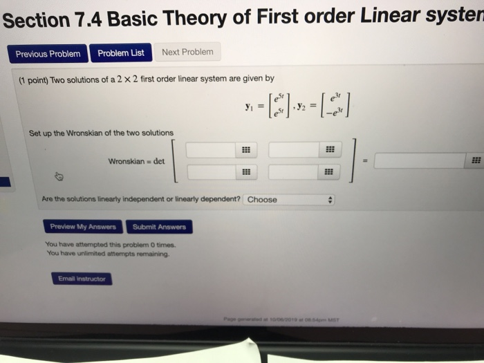 Solved Two solutions of a 2x2 first order linear system are | Chegg.com