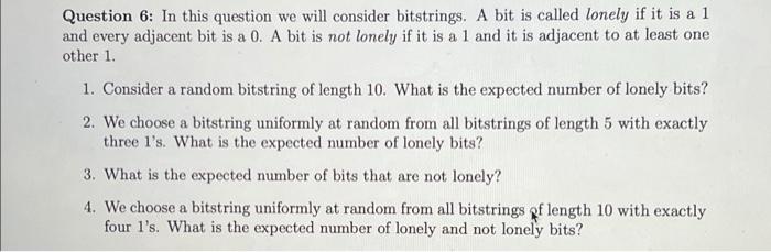 Solved In this question we will consider bitstrings. A bit | Chegg.com