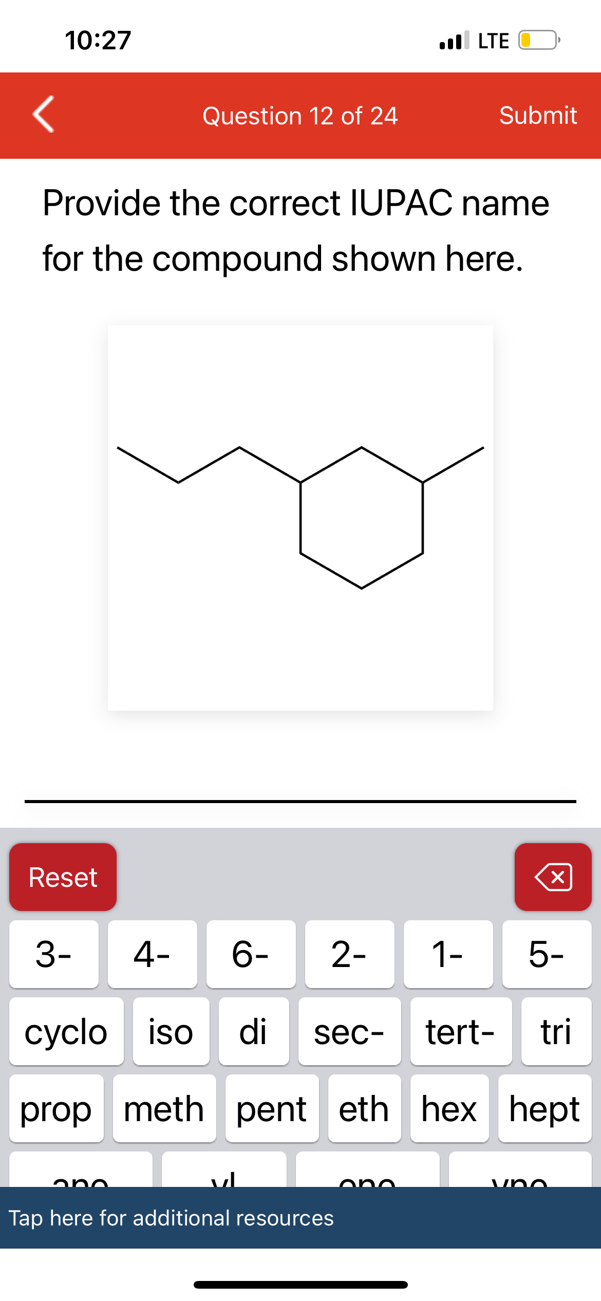Solved 10:27LTEQuestion 12 ﻿of 24SubmitProvide the correct | Chegg.com