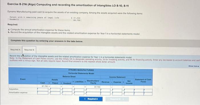 Solved Exercise 8-21A (Algo) Computing and recording the | Chegg.com