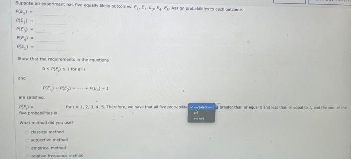 Solved Suppose an experiment has five equally likely | Chegg.com