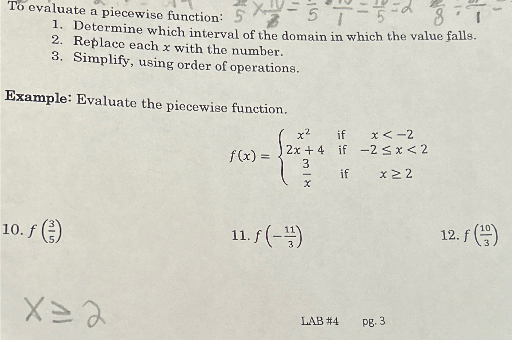 Solved To evaluate a piecewise function:Determine which | Chegg.com