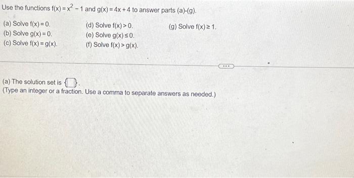 Solved Use the functions f(x)=x²-1 (a) Solve f(x) = 0. (b) | Chegg.com