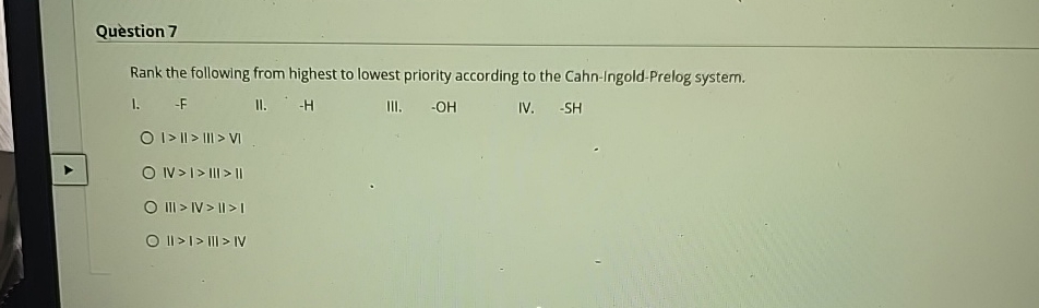 Solved Quèstion 7Rank the following from highest to lowest | Chegg.com