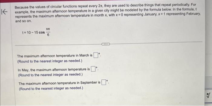 Solved Because the values of circular functions repeat every | Chegg.com