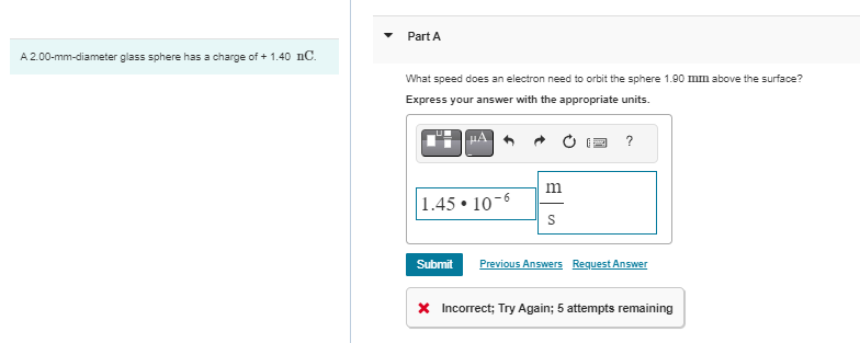 Solved A 2.00 -mm-diameter glass sphere has a charge of | Chegg.com