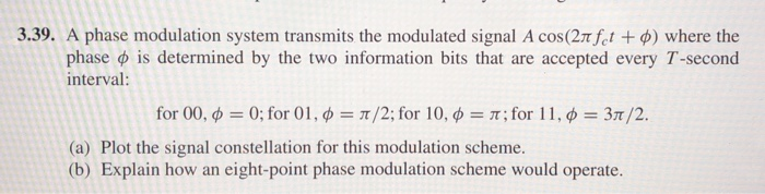 Solved 3.39. A phase modulation system transmits the | Chegg.com