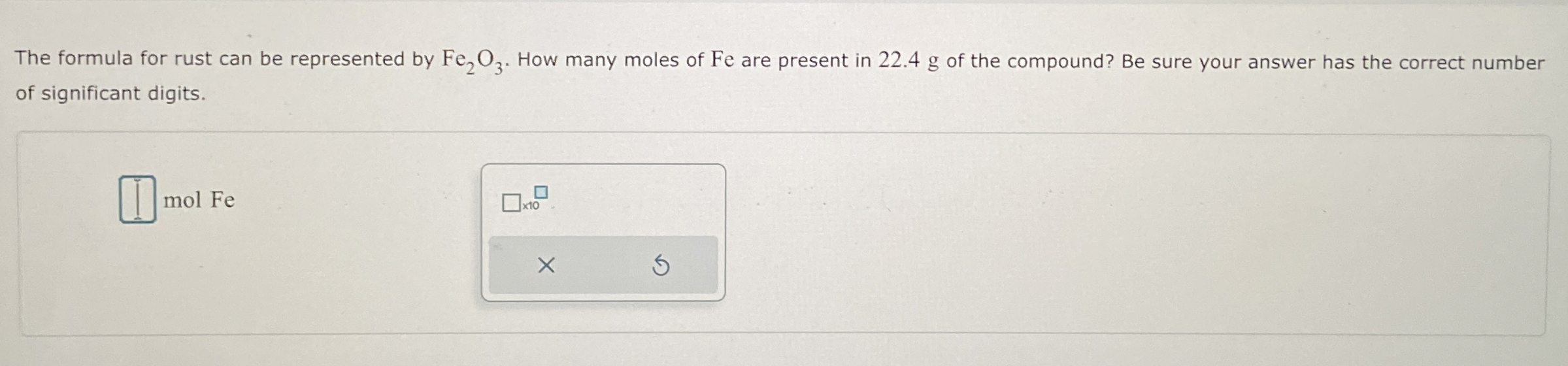 Solved The formula for rust can be represented by Fe2O3. | Chegg.com