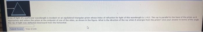 Solved the ray of leght was defincted downwadd from the | Chegg.com
