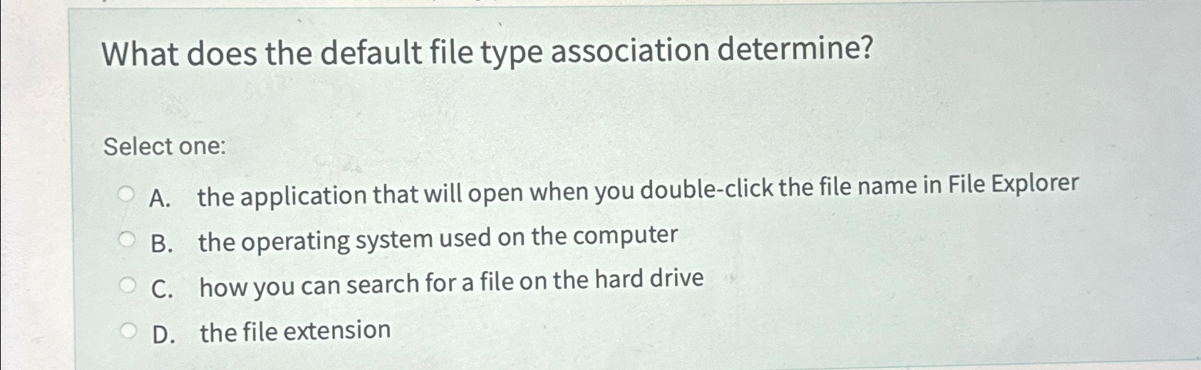 Solved What does the default file type association | Chegg.com