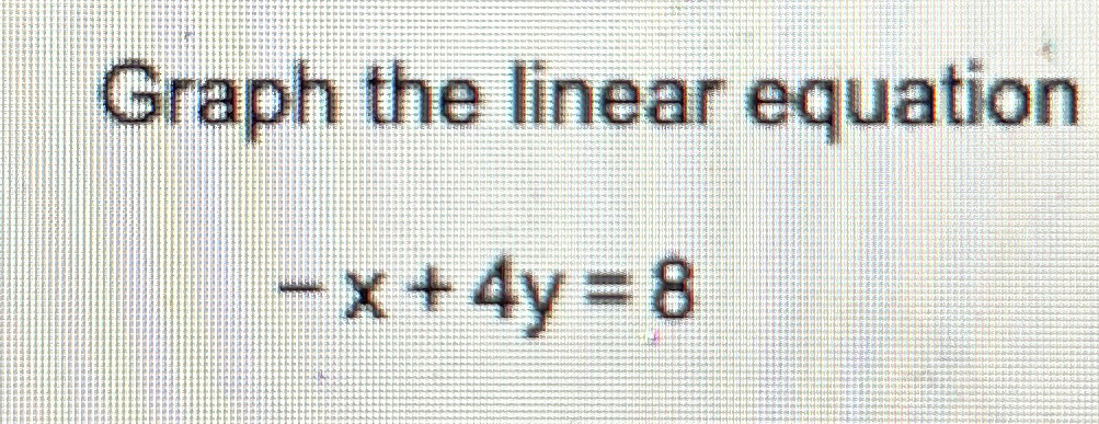 Solved Graph the linear equation-x+4y=8 | Chegg.com