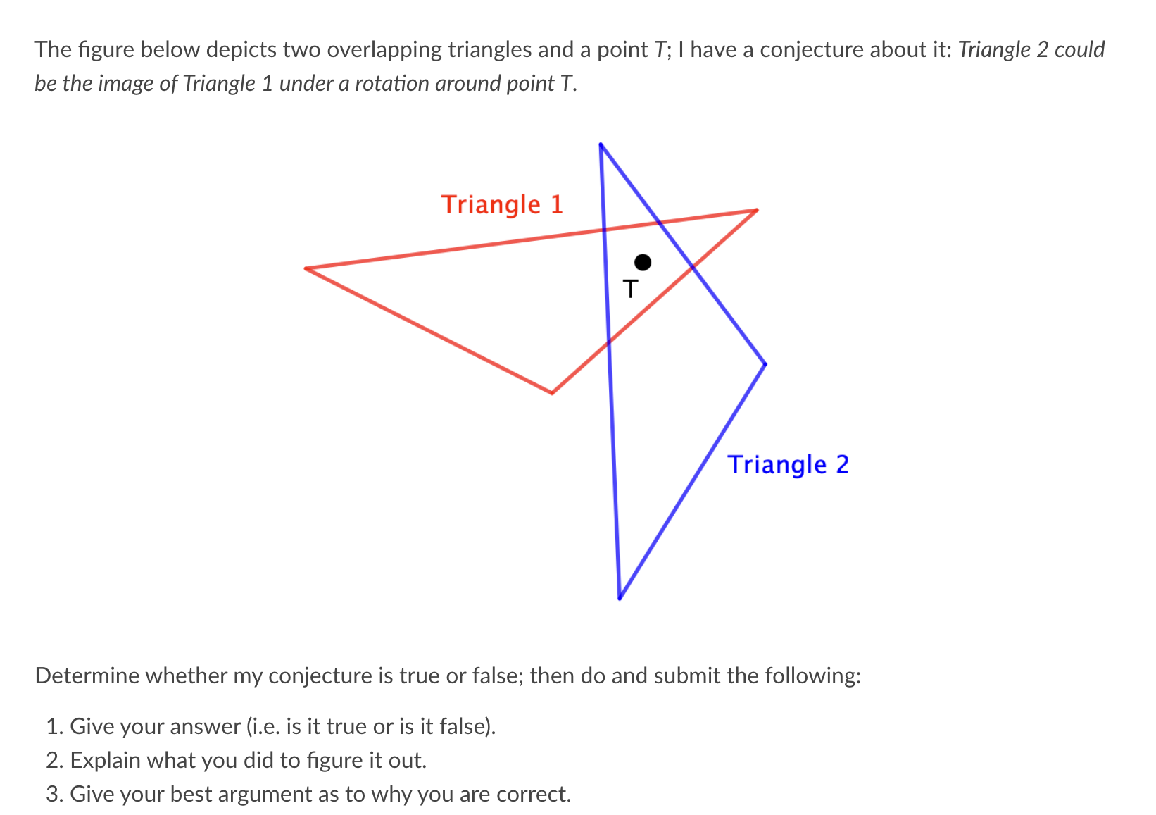 Solved The figure below depicts two overlapping triangles | Chegg.com