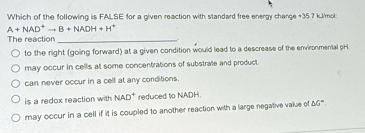 Solved Which of the following is FALSE for a given reaction | Chegg.com