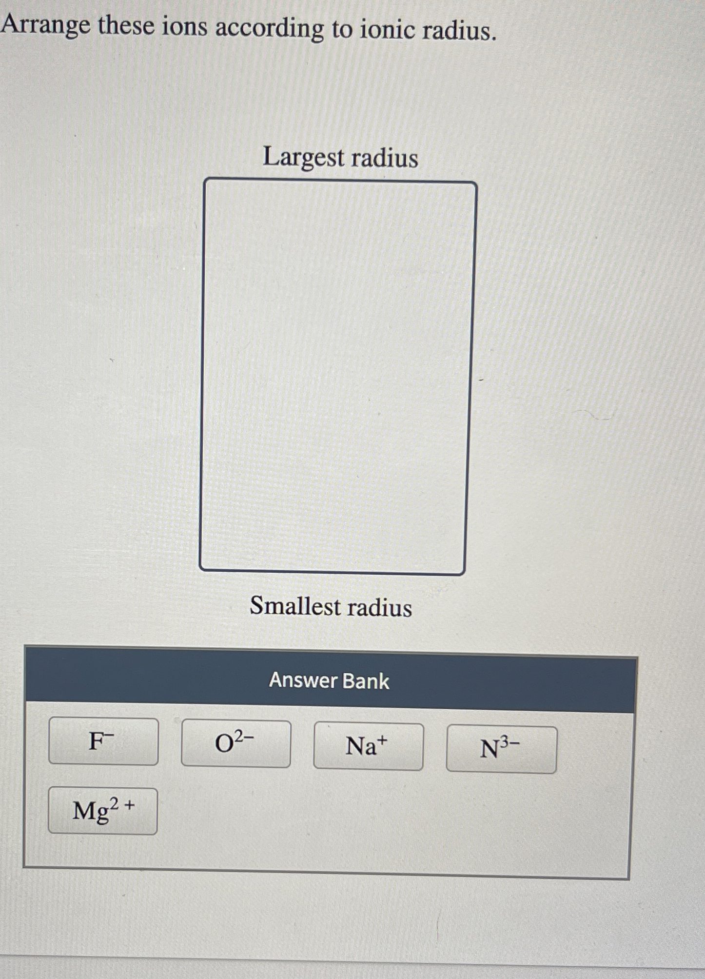 Solved Arrange these ions according to ionic radius.Answer | Chegg.com