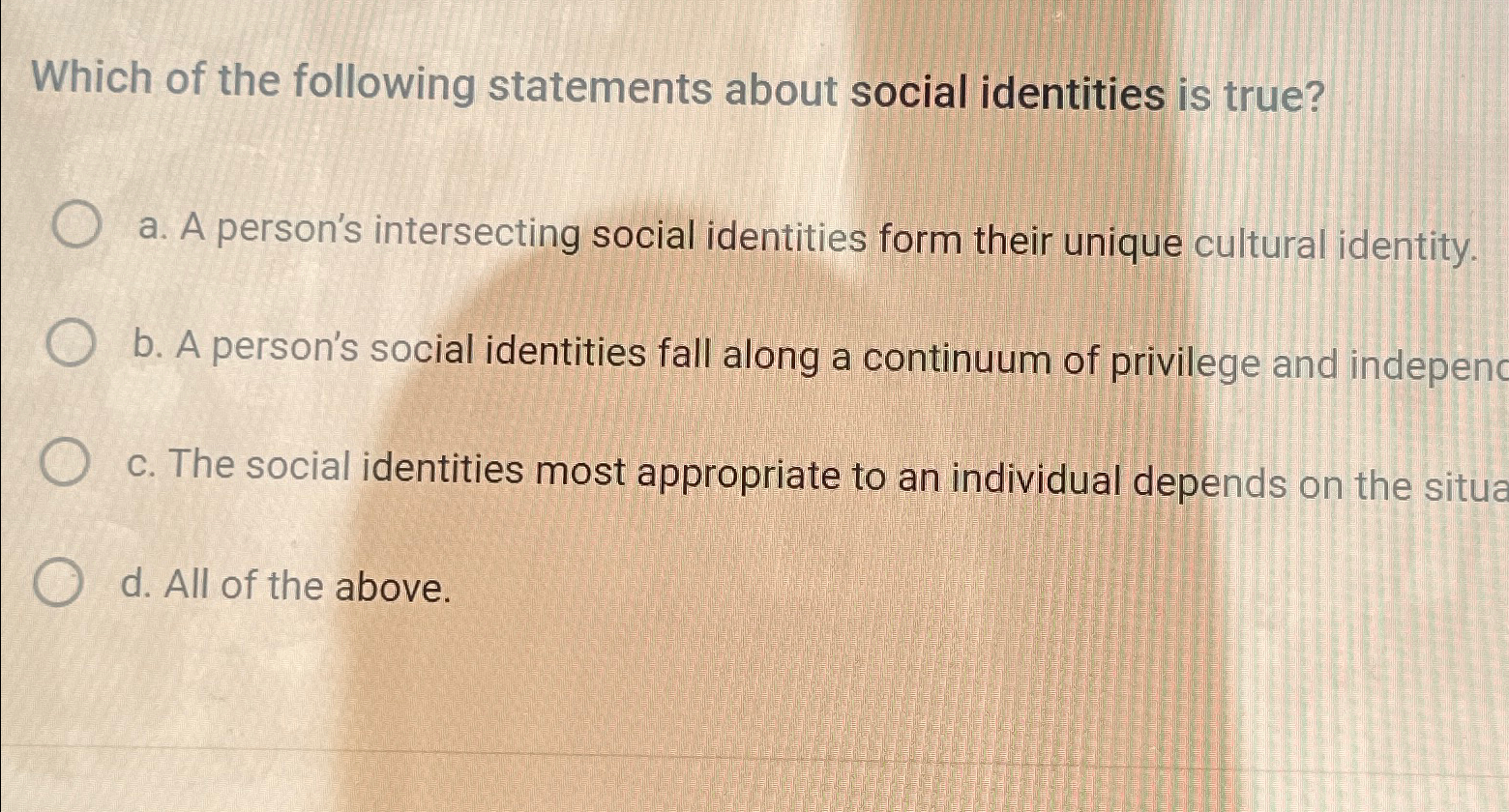 Solved Which of the following statements about social | Chegg.com
