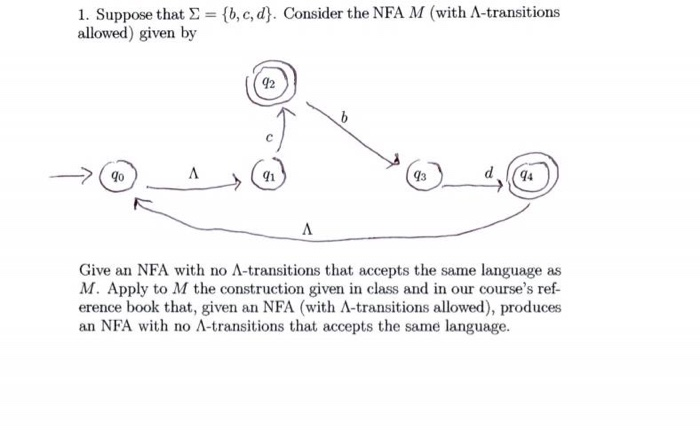 Solved = {b,c,d). Consider the NFA M (with A-transitions 1. | Chegg.com