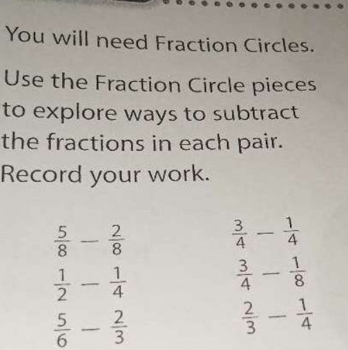 You will need Fraction Circles.Use the Fraction | Chegg.com
