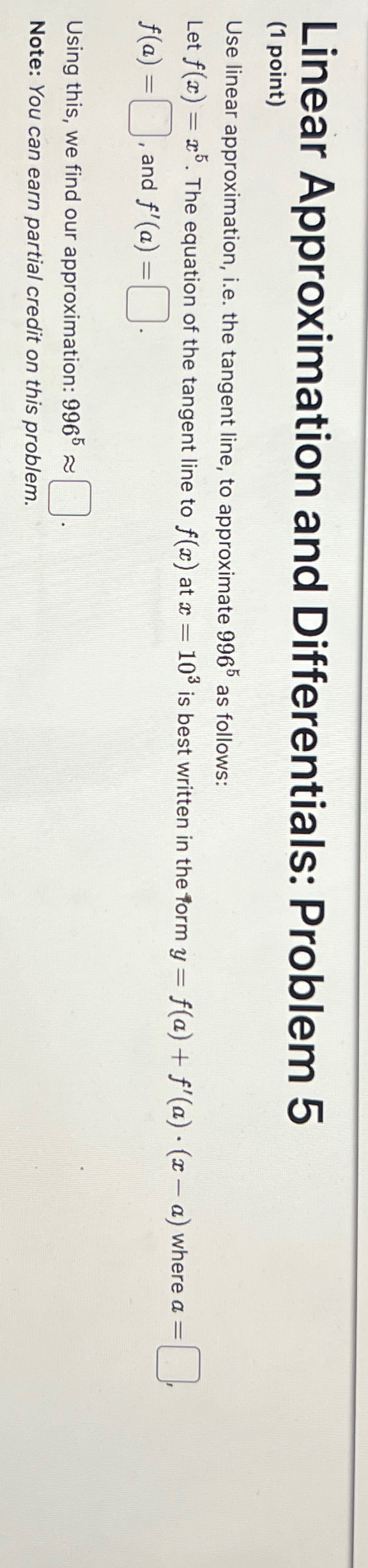 Solved Linear Approximation And Differentials Problem 5 1