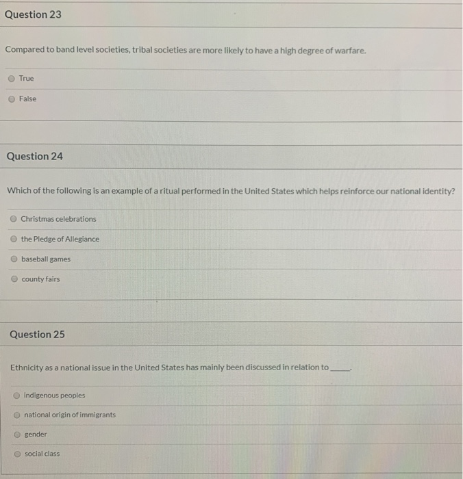 Solved Question 23 Compared to band level societies, tribal | Chegg.com