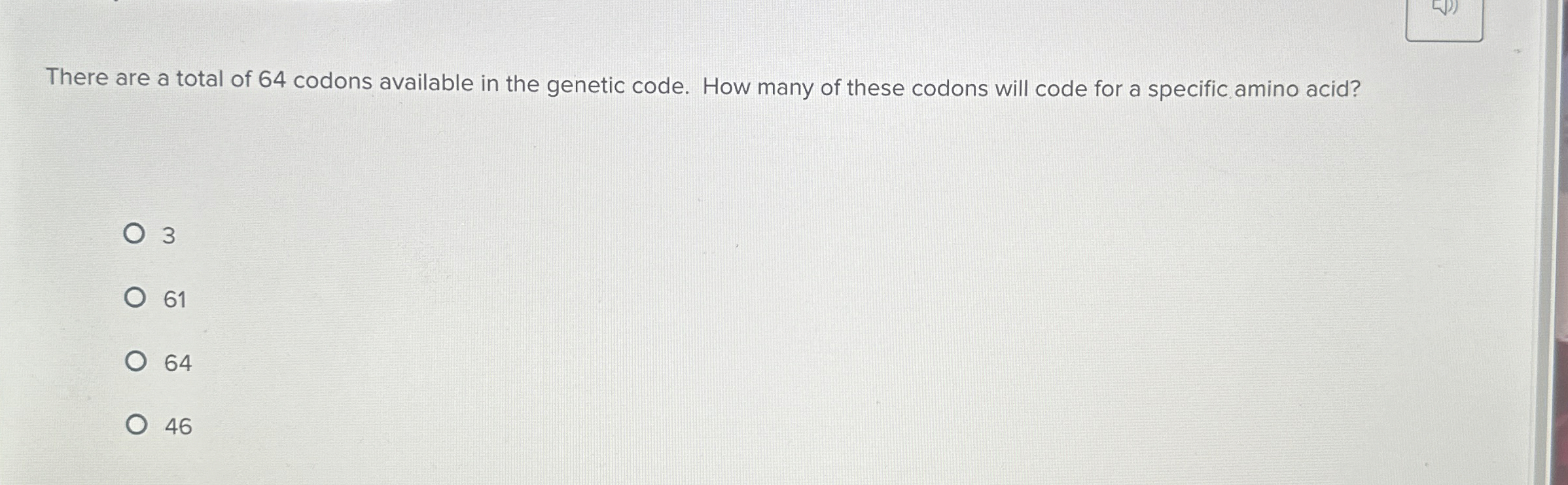 Solved There are a total of 64 ﻿codons available in the | Chegg.com