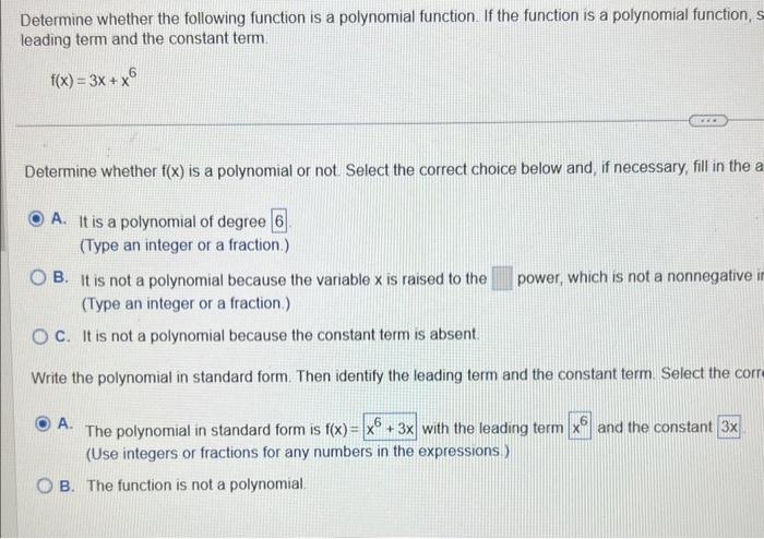 Solved Determine whether the following function is a | Chegg.com