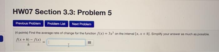 Solved HW07 Section 3.3: Problem 5 Previous Problem Problem | Chegg.com