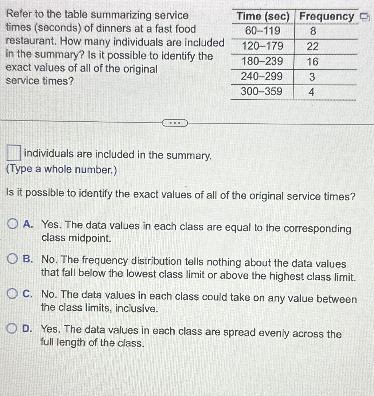 Solved Refer to the table summarizing service times | Chegg.com
