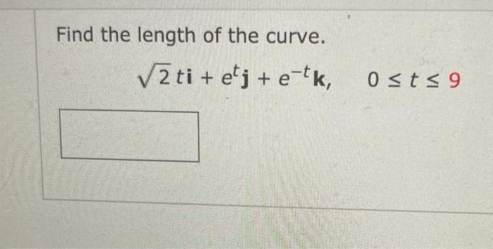 Solved Find the length of the curve. V2 ti + etj + e-tk, | Chegg.com