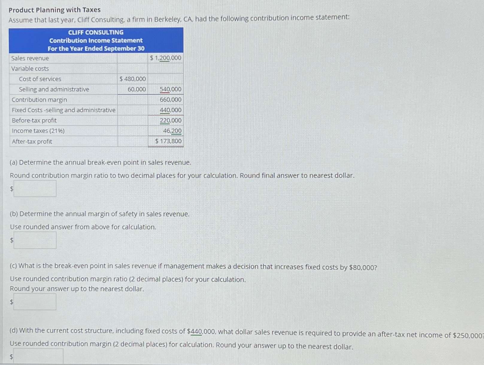 Solved Product Planning with TaxesAssume that last year, | Chegg.com