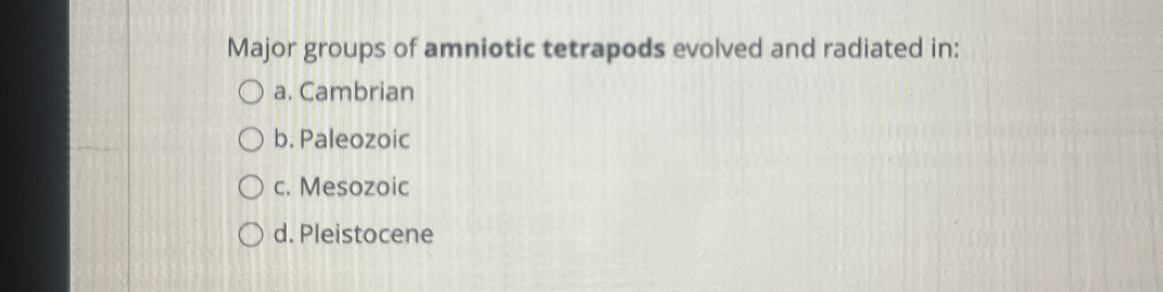Solved Major groups of amniotic tetrapods evolved and | Chegg.com
