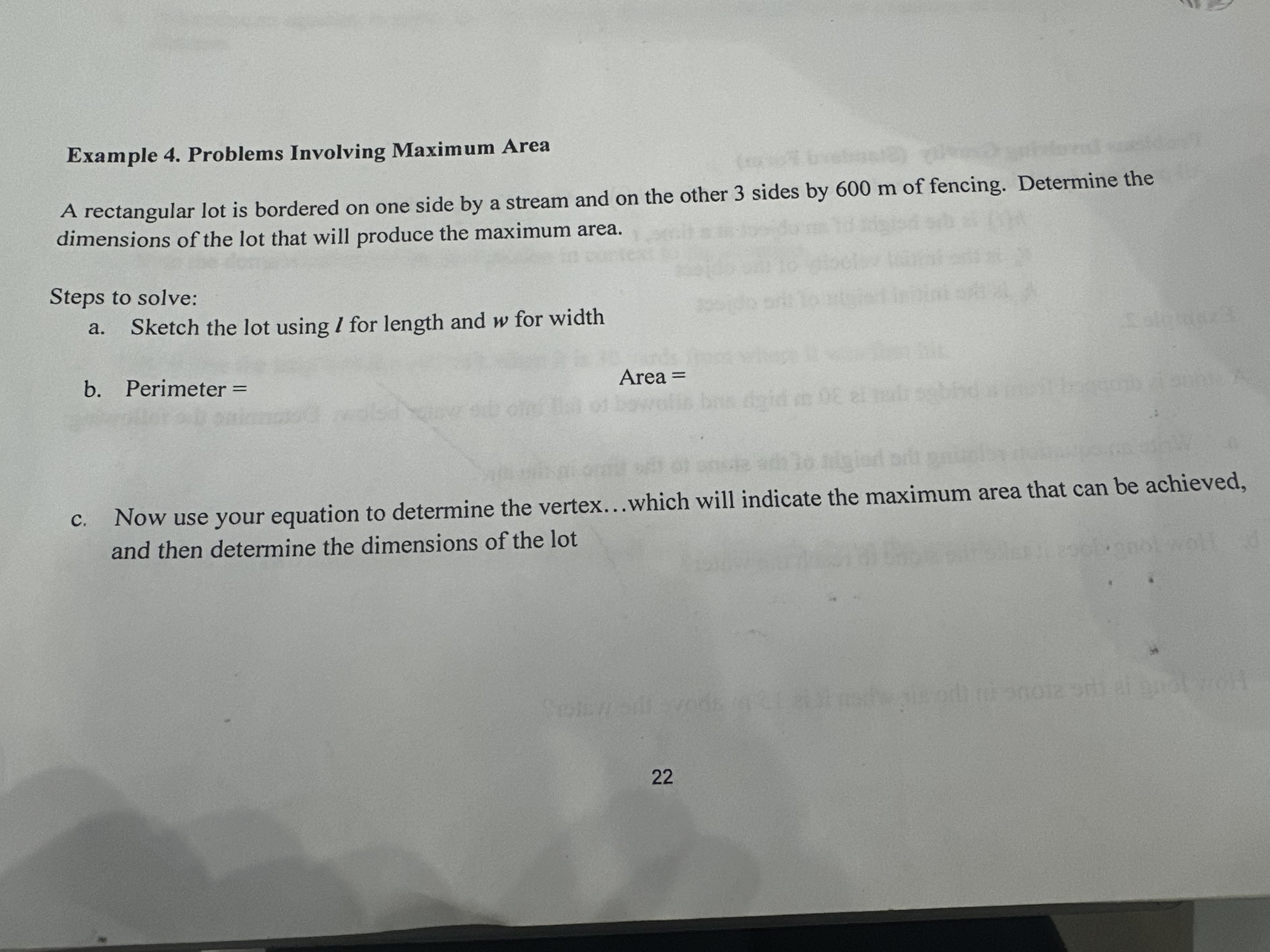 Solved Example 4. ﻿Problems Involving Maximum AreaA | Chegg.com
