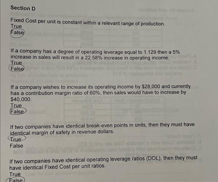 Solved Fixed Cost per unit is constant within a relevant | Chegg.com