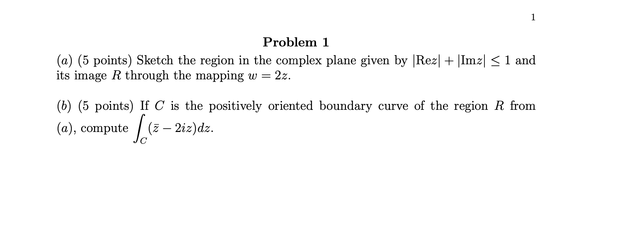 Solved Problem 1(a) (5 ﻿points) ﻿Sketch the region in the | Chegg.com