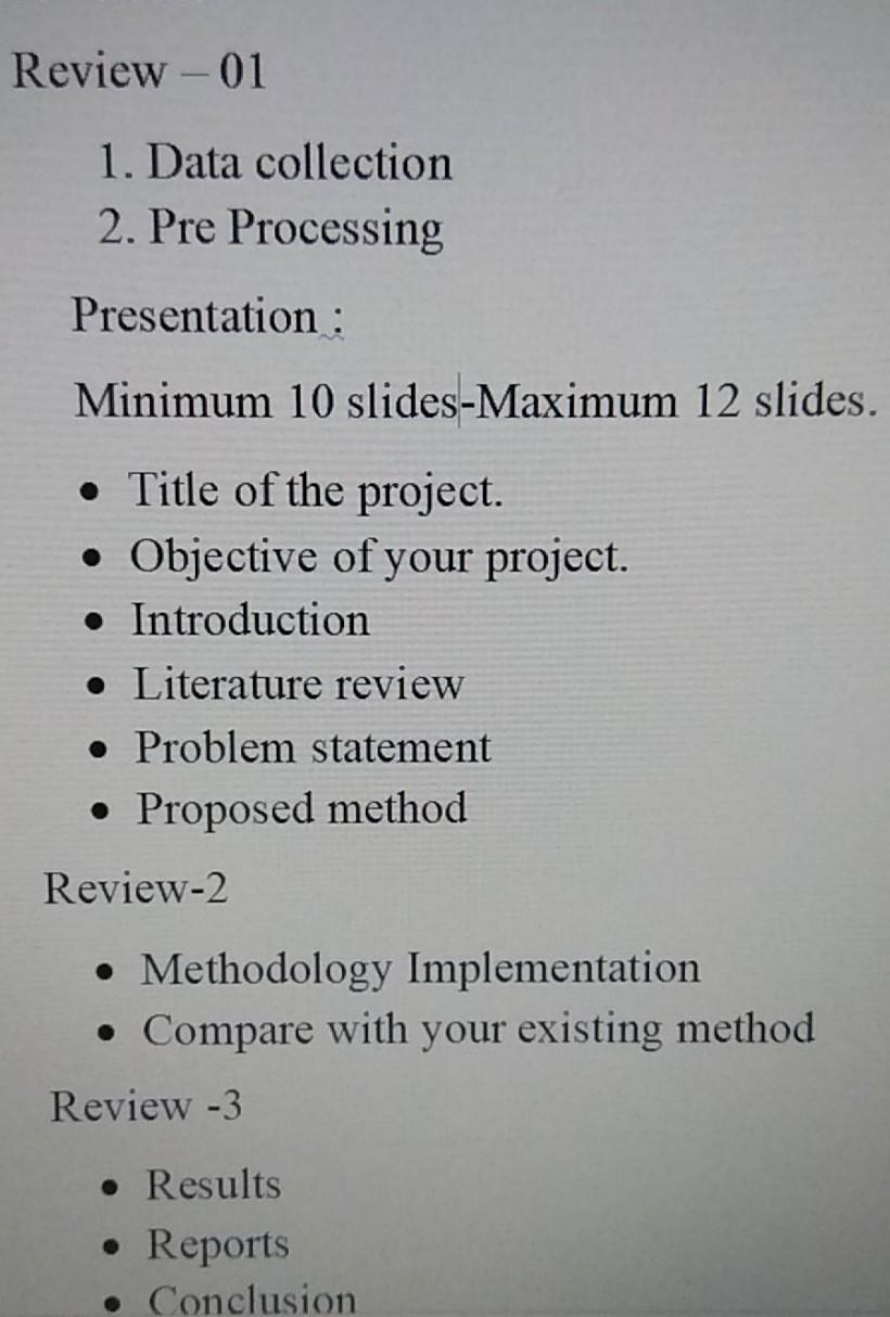Review -01 1. Data collection 2. Pre Processing | Chegg.com